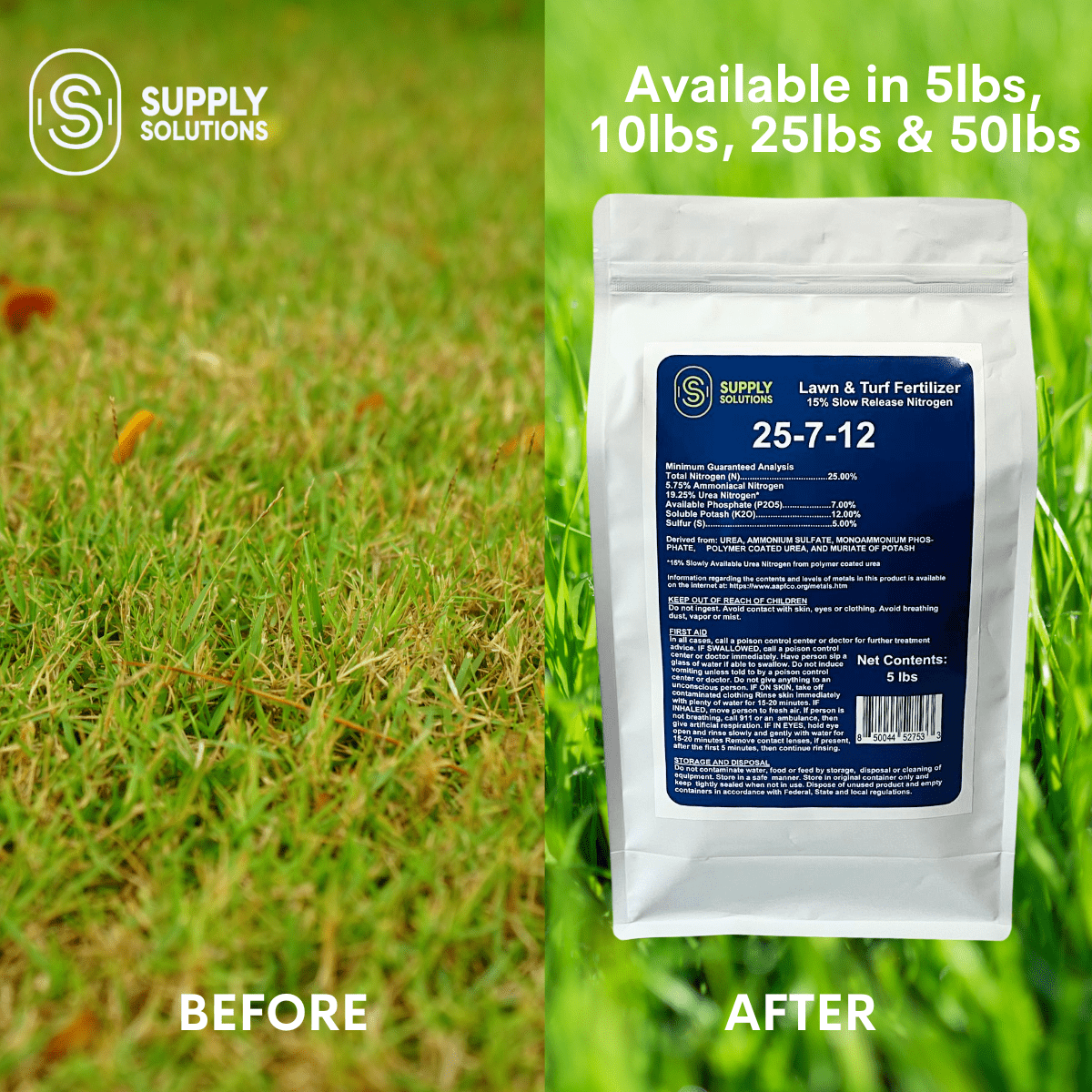 Supply Solutions Lawn Fertilizer with Iron | Lawn Food for All Types of ...
